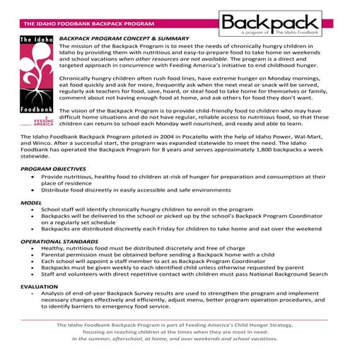 Backpack Program White Paper | PDF