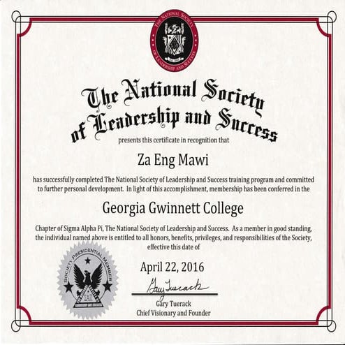 NSLS Certificate | PDF
