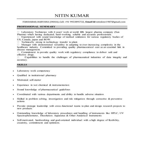 Resume- Nitin Kumar | PDF