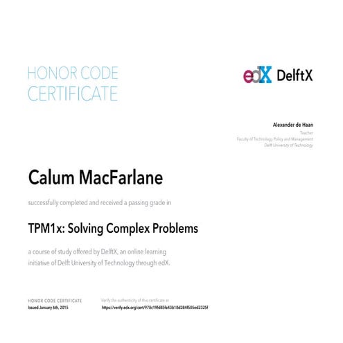 Certificate Solving Complex Problems | PDF