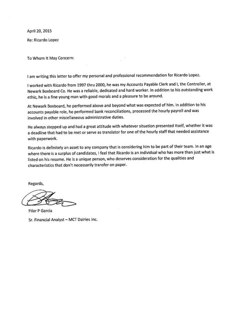 Letter of Recommendation - Jon Milano | PDF