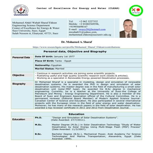 Dr M.A. Sharaf CV clear | PDF