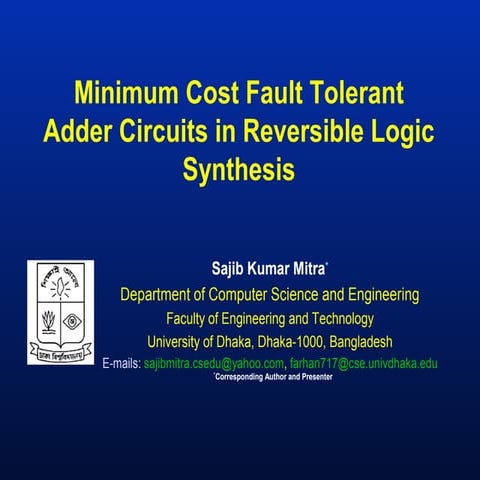Minimum Cost Fault Tolerant Adder Circuits In Reversible Logic