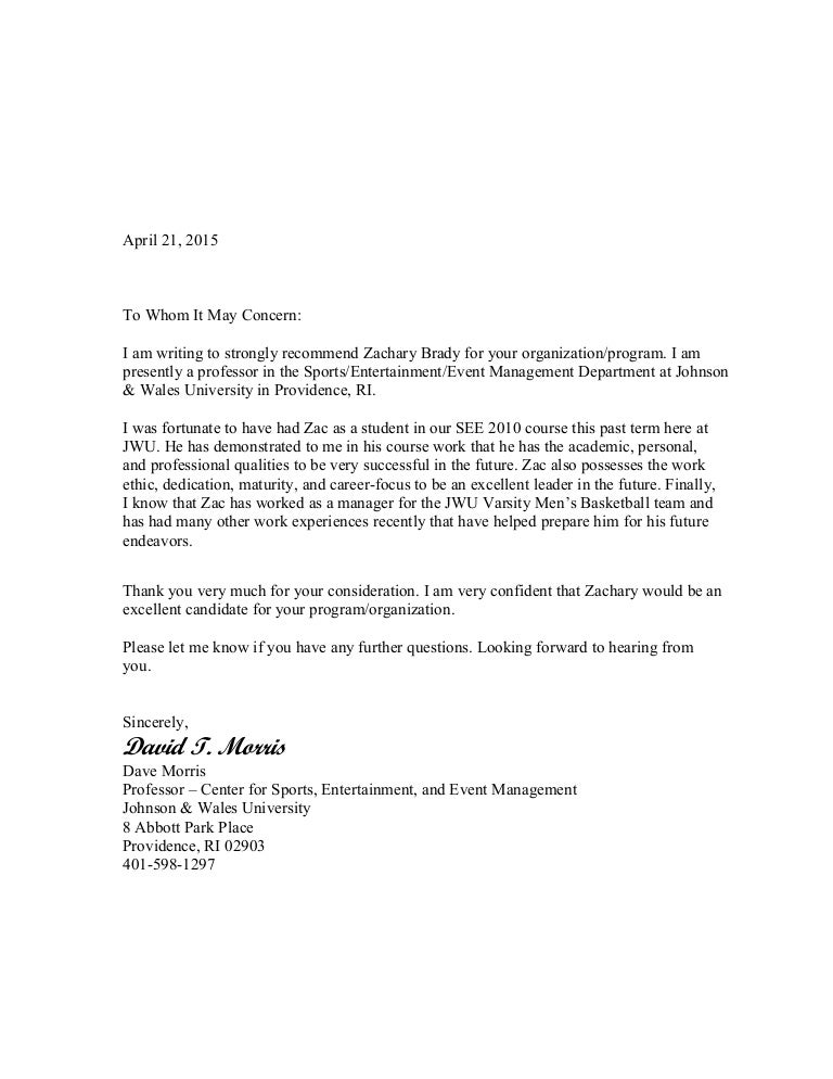 Externship Letter of Recommendation