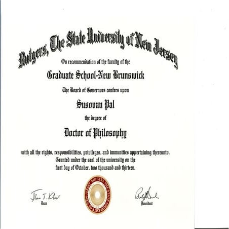 Ph.D. diploma from Rutgers.rotated | PDF | Graduation | Personal ...