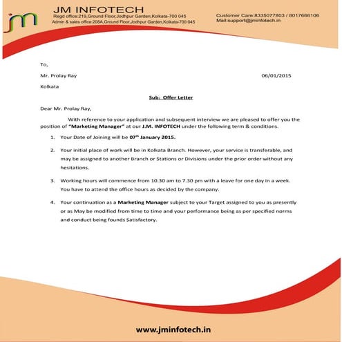 Offer Letter Print | DOC