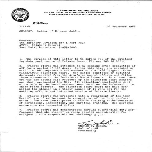 Army letter of recommendation | PDF