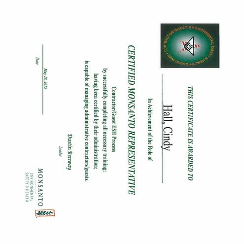 ESH training cert | PDF