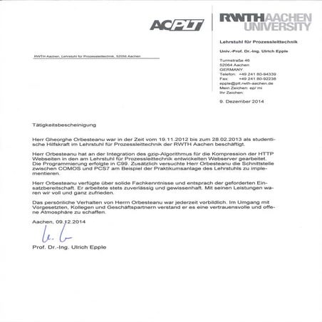 Recommendation Letter Prof Ulrich Epple | PDF