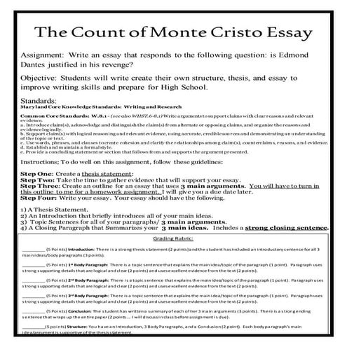 The Count of Monte Cristo Essay | PDF