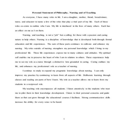 Personal Statement of Philosophy | DOCX
