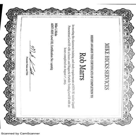 NDE LP and MT Level II Certs | PDF