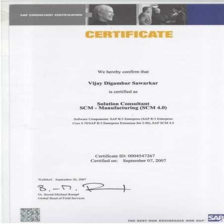 SAP SCM Certification_VDS | PDF