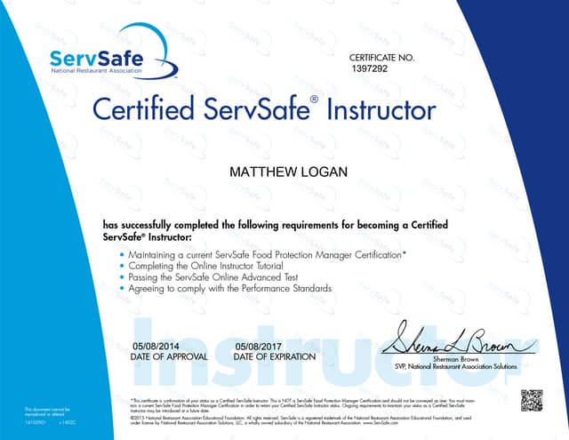 serv safe certificate
