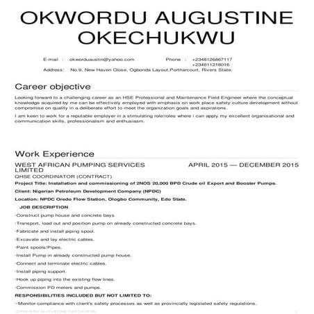 Austin Okwordu CV PDF | PDF