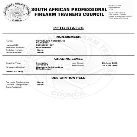 PFTC Status CF CLAASSEN | PDF