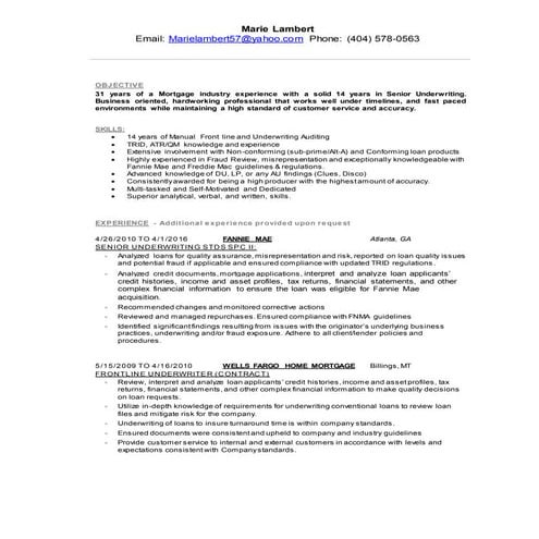 Marie Lambert Resume | DOCX