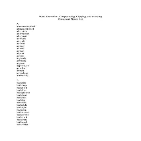 Compound word list | PDF
