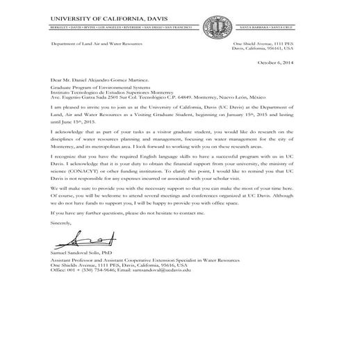 UC Davis_Invitation Letter | PDF