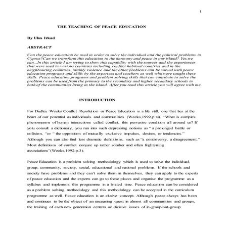 Peace and Conflict Resolution | PPTX