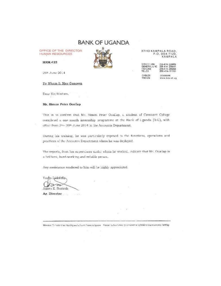 Bank Of Uganda Recommendation Letter bank-of-uganda-recommendation-letter