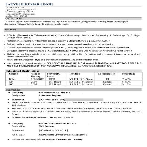 SARVESH KUMAR SINGH NEW RESUME | DOC