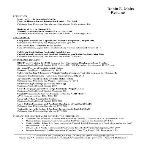 RMairsResume2015 | DOC