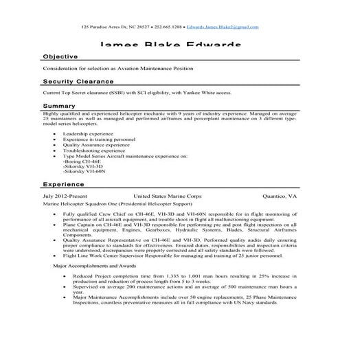 NEW Blake Edwards FSR resume | DOC