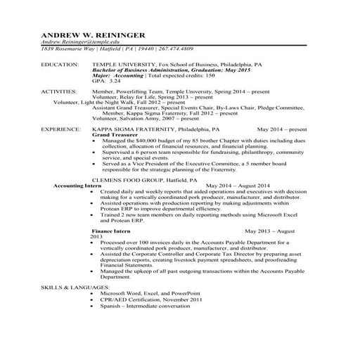 Resume - Andrew Reininger | PDF