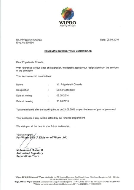 wipro internship certificate | PDF