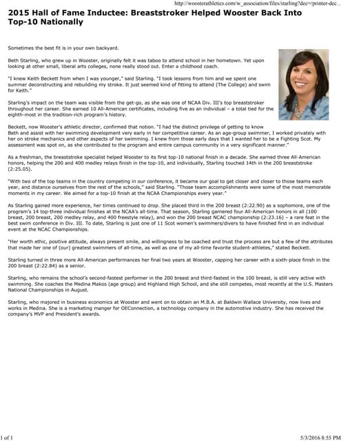 Biography Sample 1 - Student-Athlete Profile