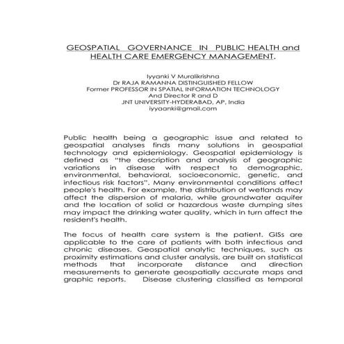 ABSTRACT Public Health GIS- DST NATIONAL PROJECT | PDF