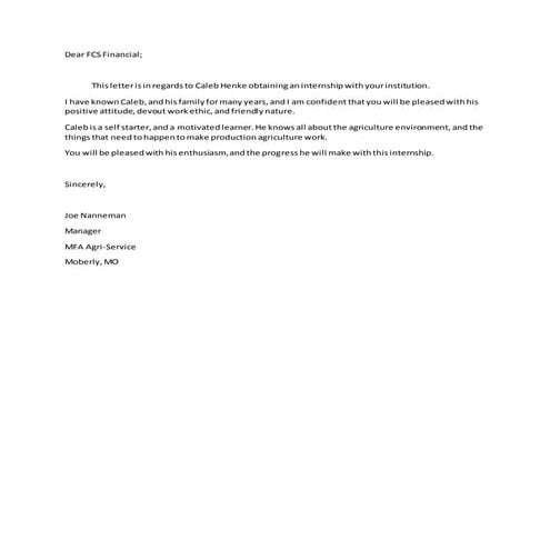 Letter of Recommendation from Joe | DOCX