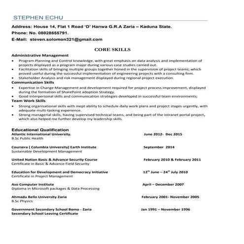 Stephen Echu Resume | DOC