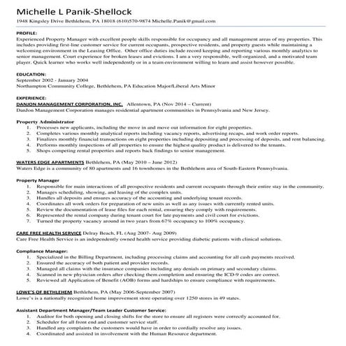 Michelle L Panik-Shellock | PDF | Real Estate Industry | Industries