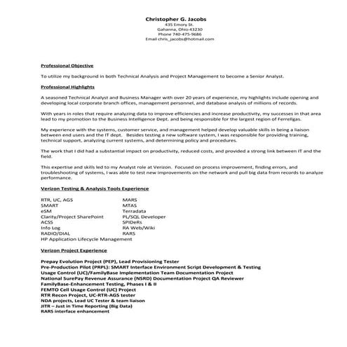 Joe Ballou Resume | DOCX