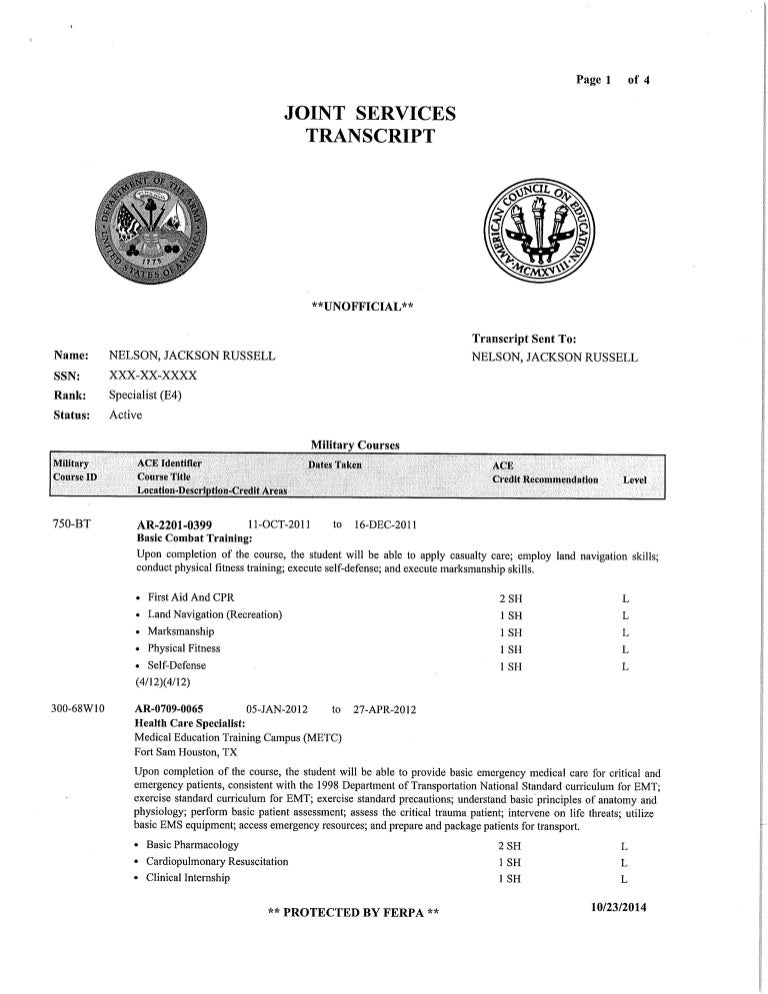 Joint Services Transcript