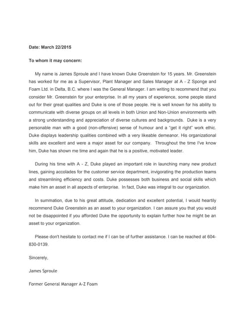 Desmond Letter of Recommendation | PDF