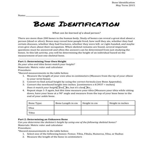 BoneIdentificationLab | PDF