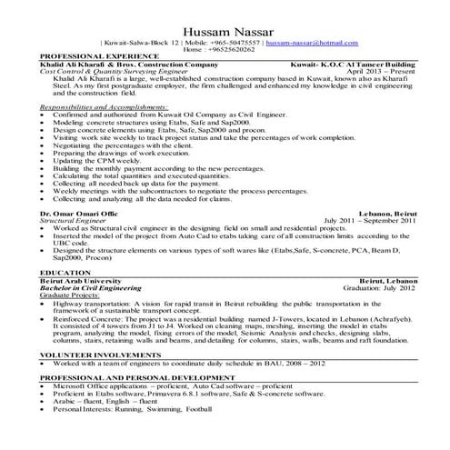 Hussam Nassar Q8 full | DOCX | Civil Engineering Industry | Industries