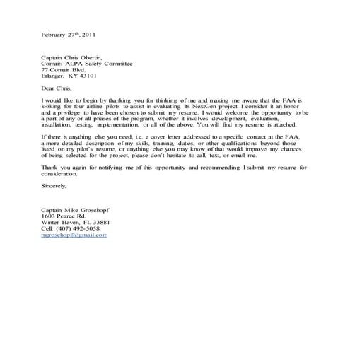 Pilot cover letter | PPTX
