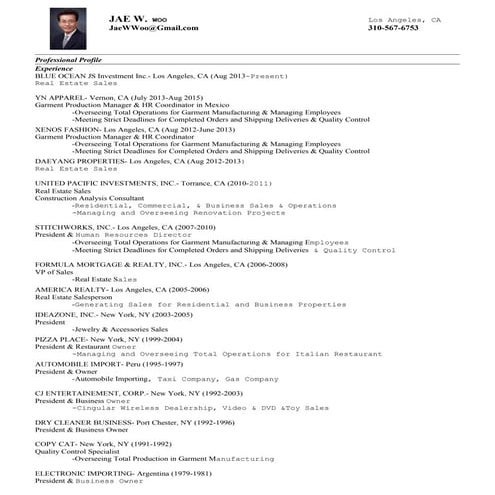 JWoo Complete Resume | DOC