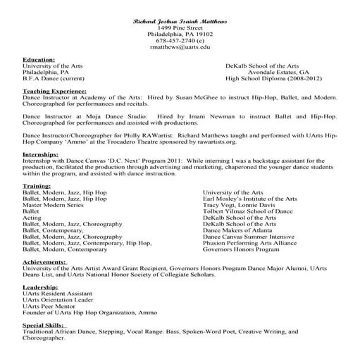 Richard Professional Teaching Resume | DOC