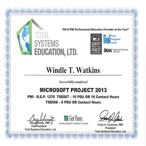 Certificate--Microsoft Project 2013 | PPT