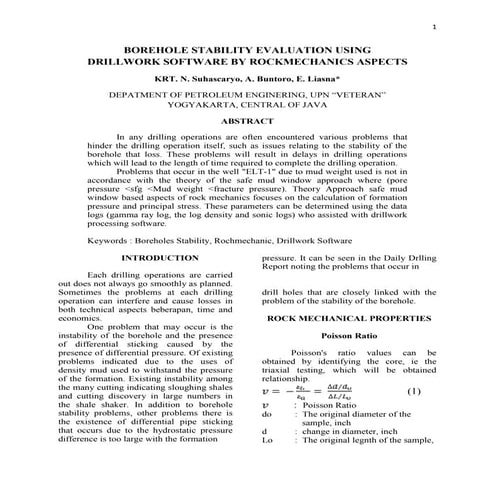 BOREHOLE STABILITY EVALUATION USING DRILLWORK SOFTWARE BY ROCKMECHANICS ASPECTS | PDF | Geology ...