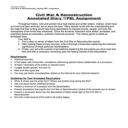 Civil War PBL | PDF