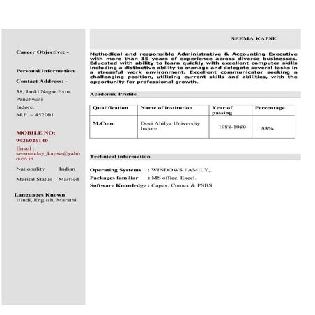 CV_SEEMA KAPSE | DOC