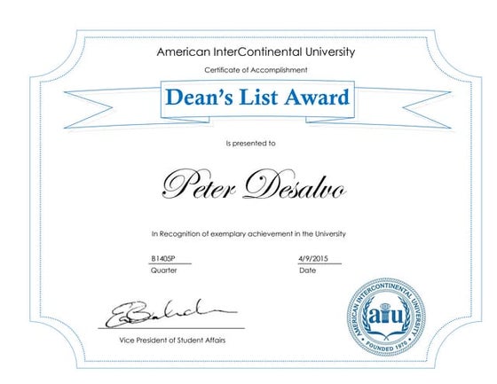 Dean's List Certificate (1) | PDF