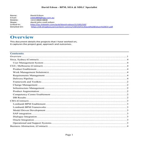 David Edson CV Projects | PDF