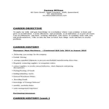 James Resume 2015 Updated storeman | DOCX | Logistics | Business